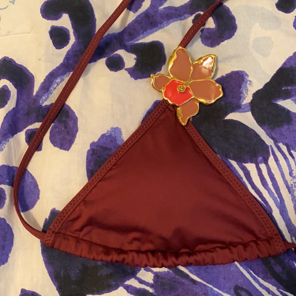 Maroon Bikini With Flower Details - Gem